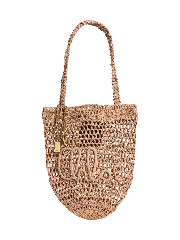 Chloé Small Raffia Summer Banana Tote Bag - Beige