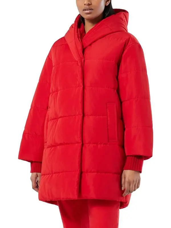 Marina Rinaldi Quilted Hooded Puffer Coat - Red