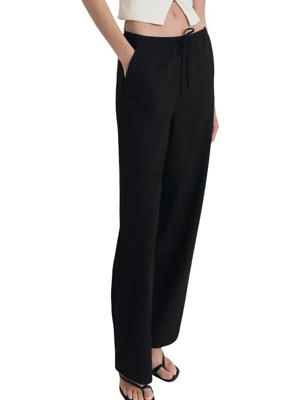 Mango Drawstring Straight-leg Pants - Black