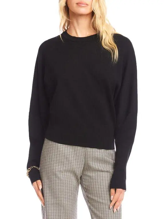 Karen Kane Dolman Sleeve Crewneck Sweater - Black