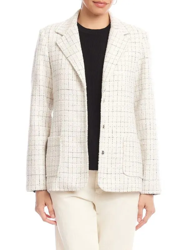 Karen Kane Check Tweed Blazer - Black/off White