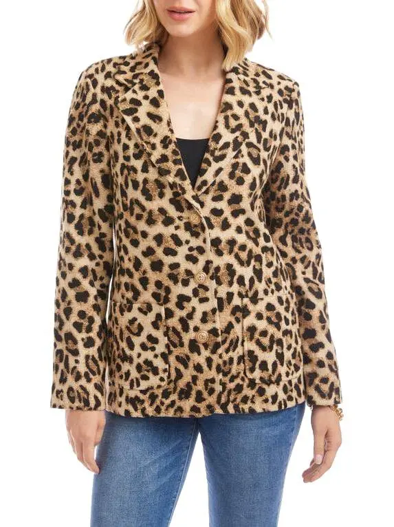 Karen Kane Printed Jacquard Blazer - Leopard