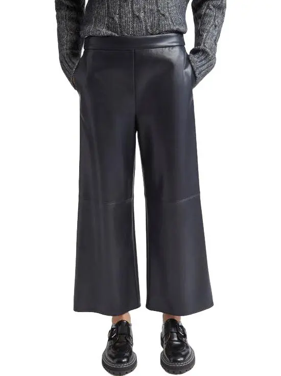 Max Mara Amati Faux Leather Crop Trousers - Ultramarine