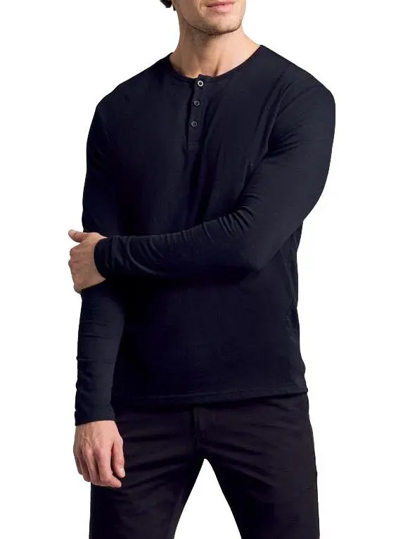 True Classic Classic Long Sleeve Henley - Black