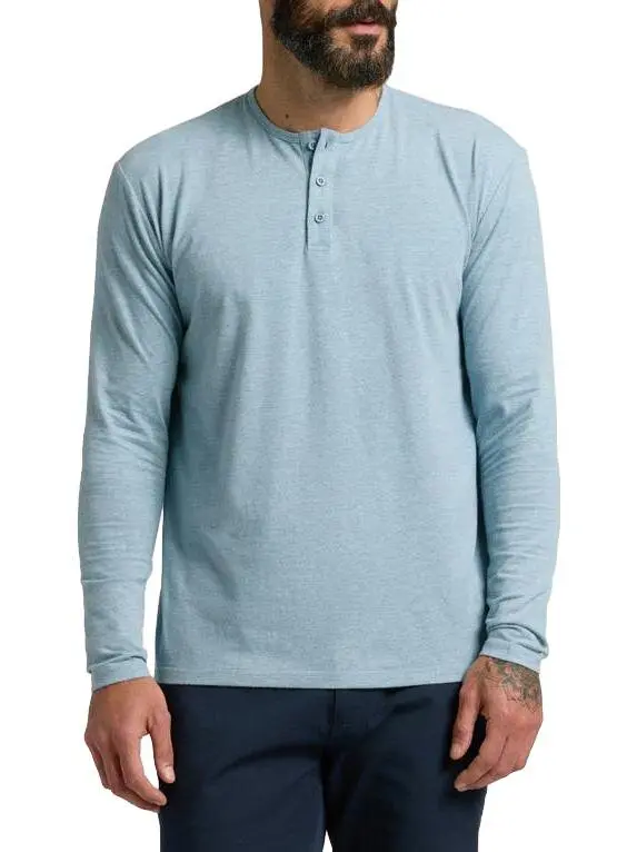 True Classic Classic Long Sleeve Henley - Heather Sapphire