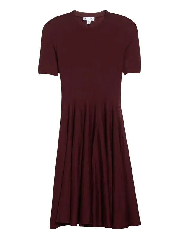 Alaïa Merino Wool Skater Dress - Aubergine