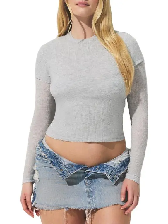 SKIMS Sheer Rib T-shirt - Light Heather Grey