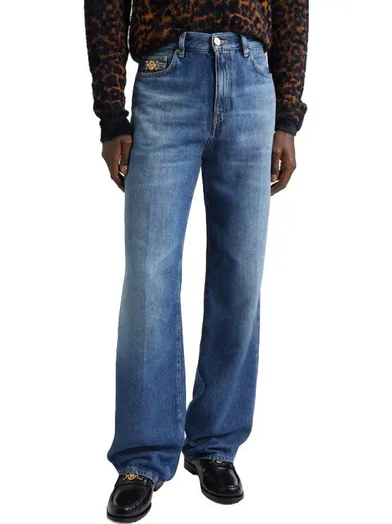 Versace Medusa Biggie Relaxed Straight-leg Jeans - Medium Blue