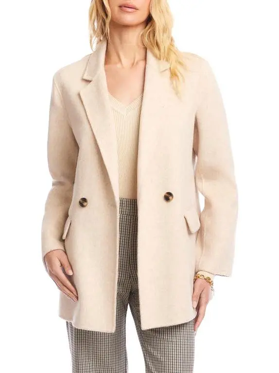 Karen Kane Brushed Wool-blend Blazer - Oatmeal Beige