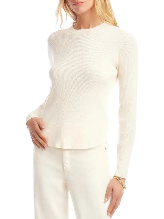 Karen Kane Ribbed Crewneck Sweater - Cream
