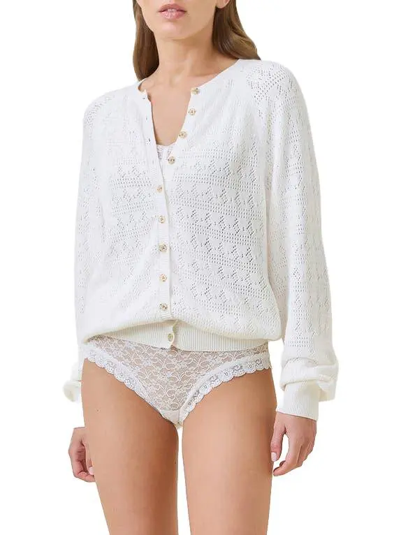 PAPINELLE Open Knit Cardigan - Ecru