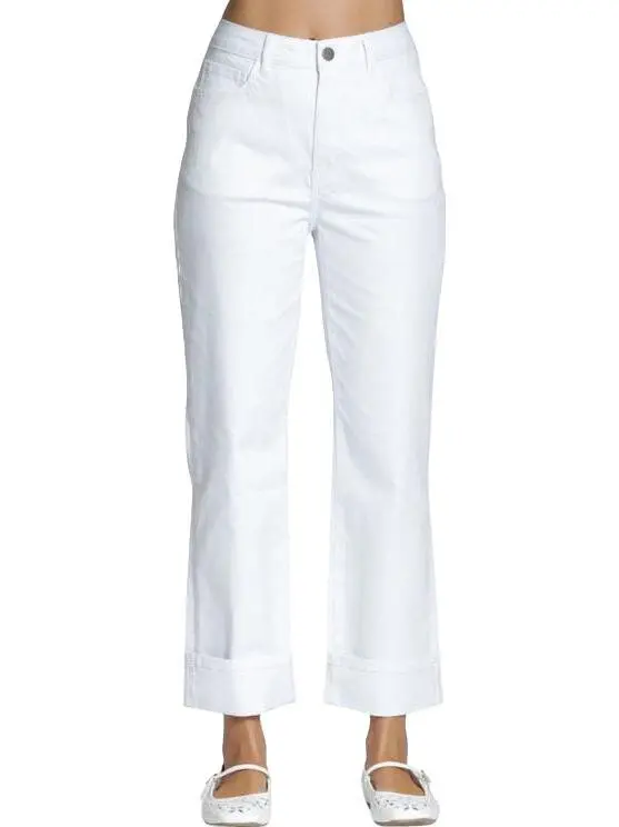 APNY Cuffed Straight Leg Jeans - White