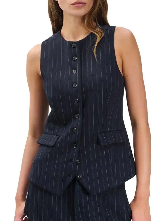 Rag & Bone Irina Ponte Longline Vest - Navy Multi