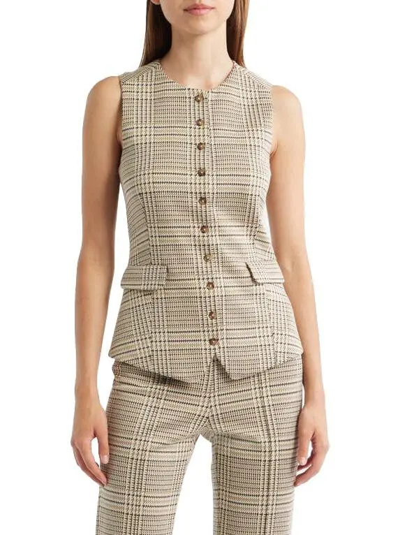 Rag & Bone Irina Ponte Longline Vest - Tan Multi