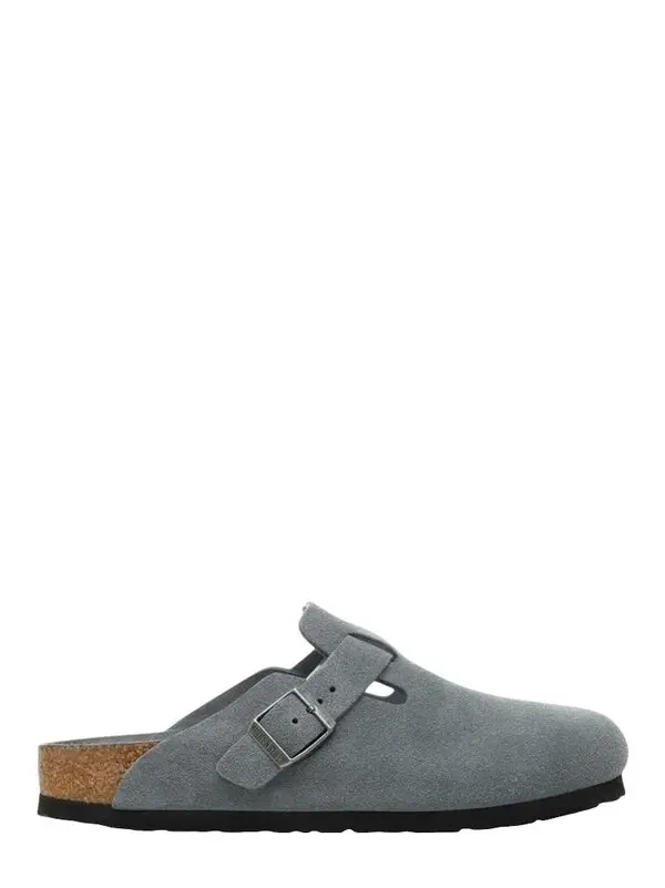 BIRKENSTOCK Boston Soft Footbed Suede Leather Clogs - Basalt Gray Tonal