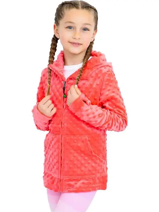 LIMEAPPLE Minky Bubble Zip Hoodie - Coral