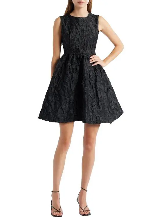 SISTER JANE Lucia Jacquard Mini Dress - Black