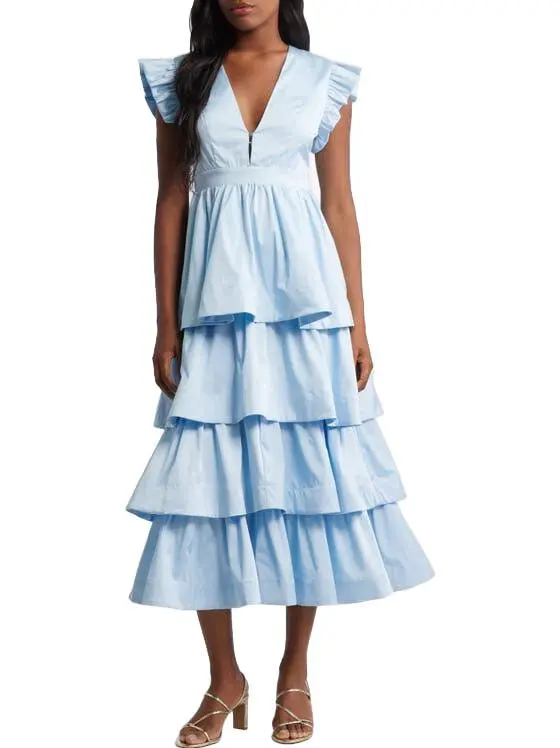 SISTER JANE Feria Tiered Midi Dress - Blue