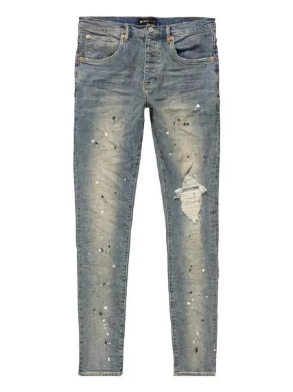 PURPLE BRAND Blotted Paint Blowout Jeans - Mid Indigo