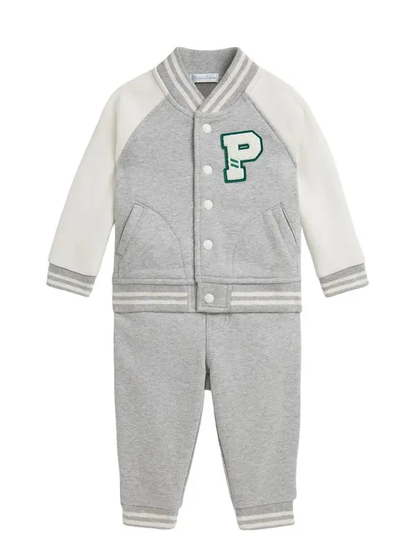 Ralph Lauren Fleece Baseball Jacket And Joggers Set - Light Grey Heather