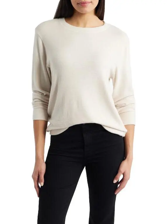 Loveappella Brushed Jersey Crewneck Top - Cream