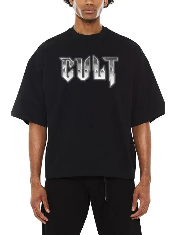 CULT OF INDIVIDUALITY Oversize Short Sleeve Cotton Graphic T-shirt - Black