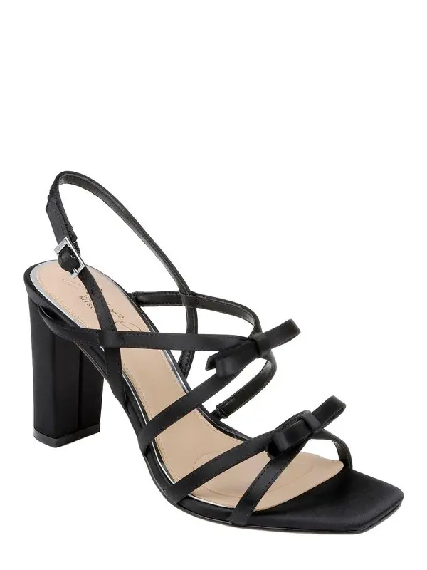 Badgley Mischka Eliza Strappy Slingback Sandal - Black Satin