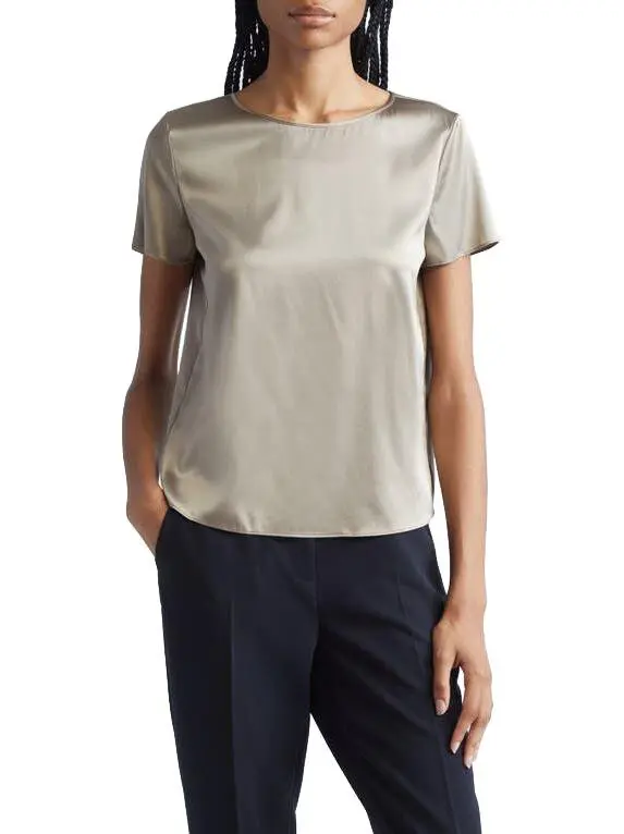 Emporio Armani Stretch Silk Satin Top - Sand