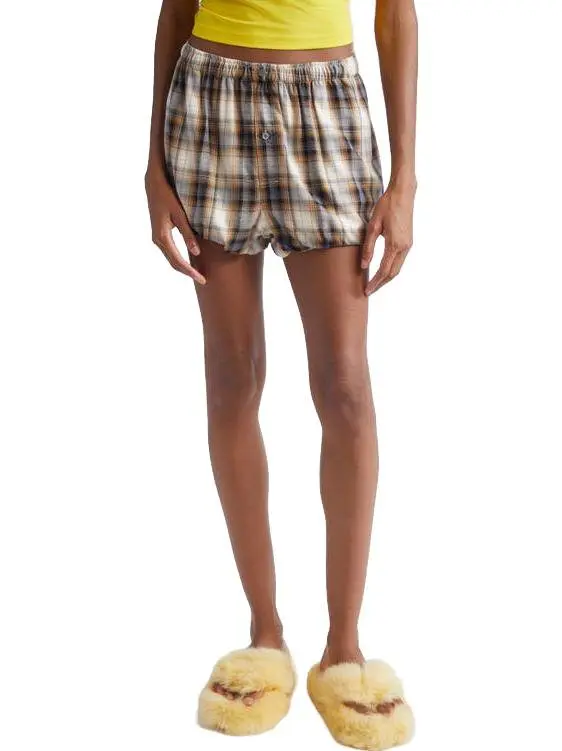 Acne Studios Pebby Check Flannel Shorts - Beige/black