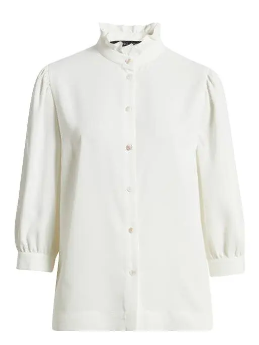 Ming Wang Ruffle-collar Button-up Shirt - White