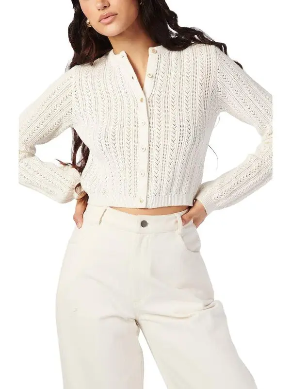 Cami Nyc Dresden Pointelle Crop Cardigan - Macadamia