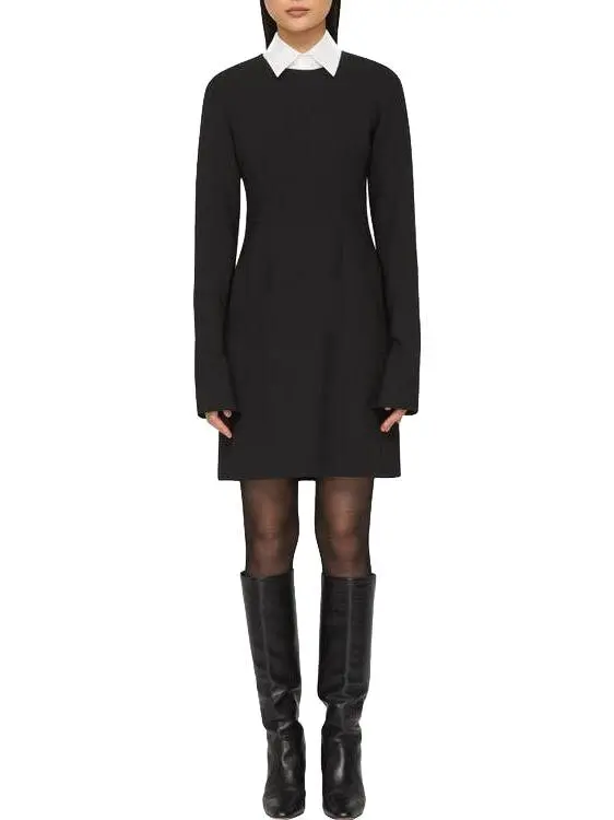 Lafayette 148 New York Long Sleeve Stretch Wool Sheath Dress - Black