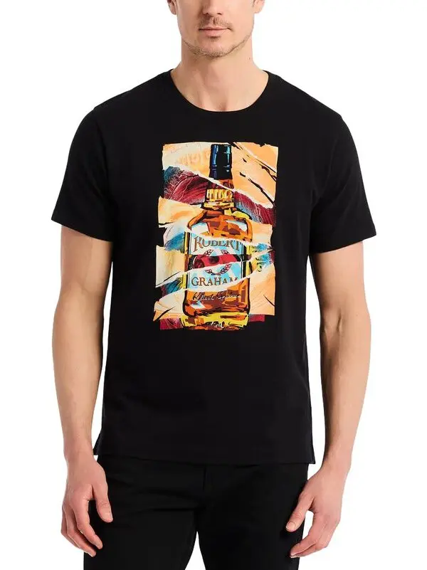 Robert Graham Whiskey Wisdom Short Sleeve Cotton Graphic T-shirt - Black