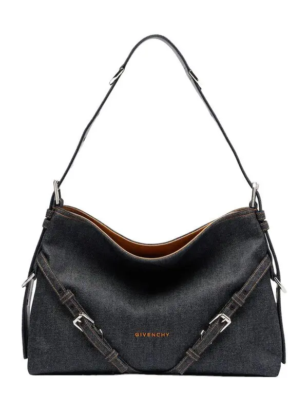 Givenchy Voyou Medium Denim Shoulder Bag - Blue