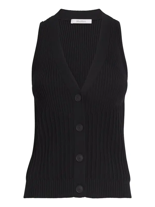 Max Mara Cotton-blend Knitted Waistcoat - Black