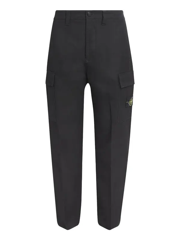 Stone Island Cotton Cargo Trousers - Black