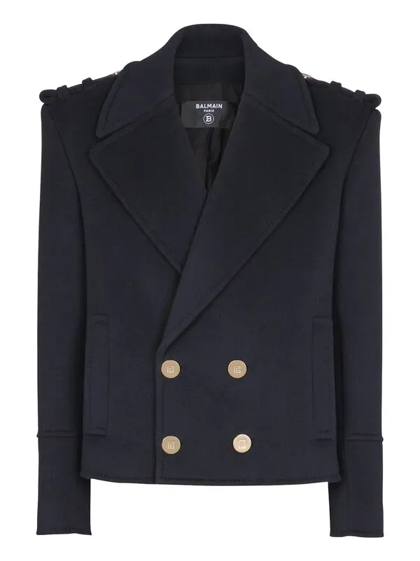 Balmain Virgin Wool-cashmere Reefer Jacket - Navy