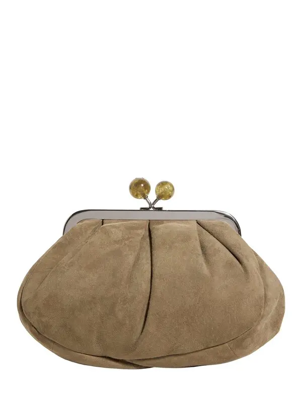 Max Mara Small Suede Pasticcino Clutch - Green