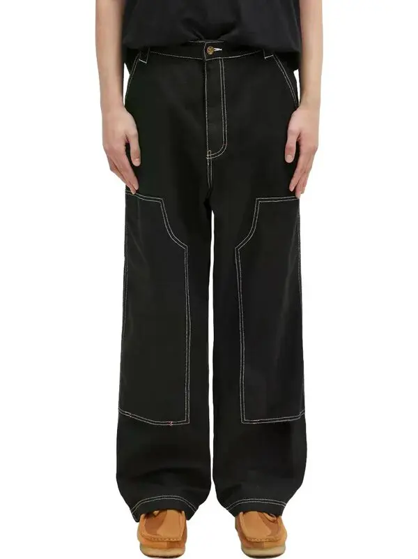 ICECREAM Contrast-stitch Straight Leg Jeans - Black