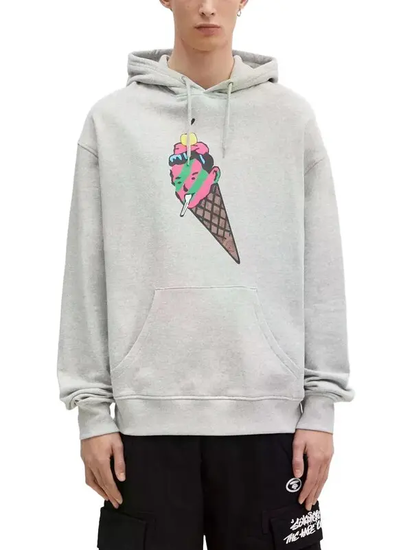 ICECREAM Cone-print Hoodie - Grey
