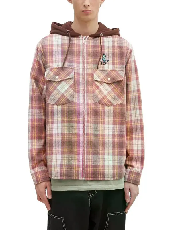 ICECREAM Plaid Hooded Shirt - Red
