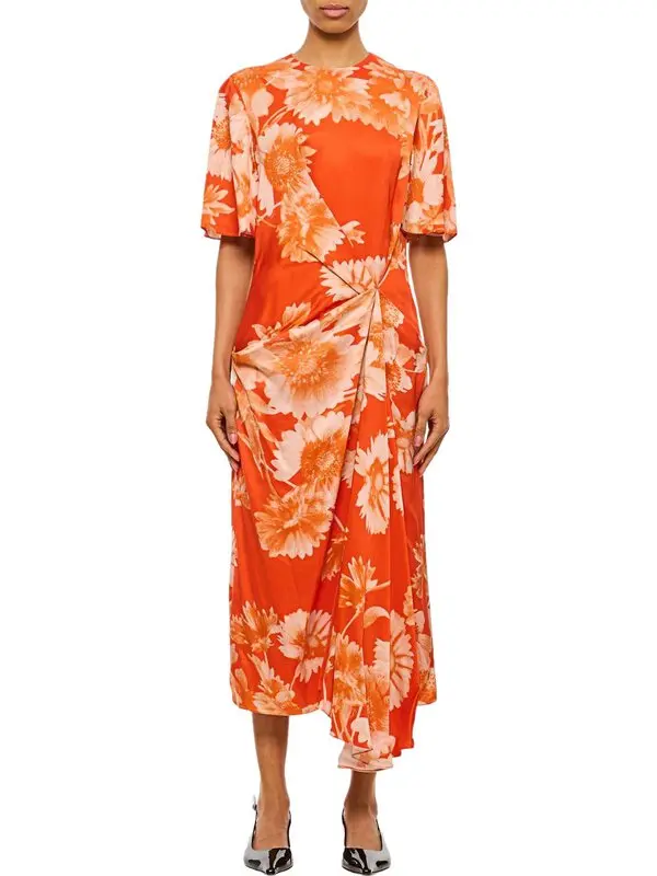 Erdem Floral Print Dress - Orange