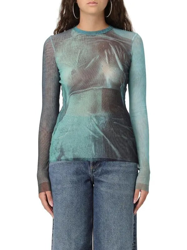 JEAN PAUL GAULTIER Long Sleeve Printed Top - Blue