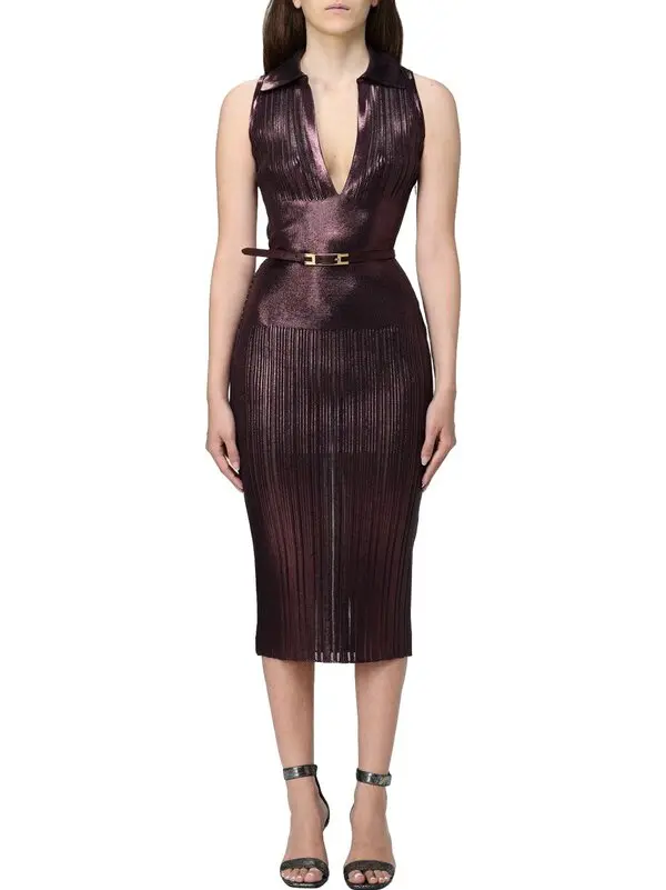 Elisabetta Franchi Sleeveless Sheath Dress - Burgundy