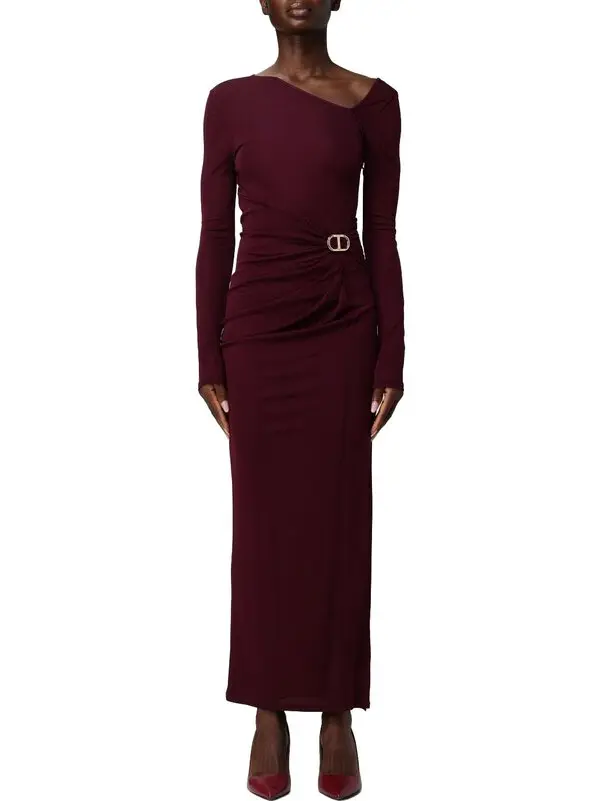 TWINSET Long Sleeve Maxi Dress - Burgundy