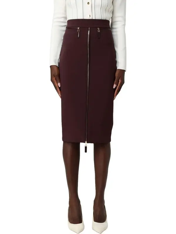 Elisabetta Franchi Pencil Skirt - Burgundy
