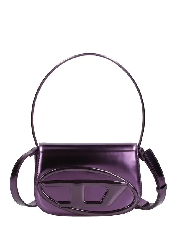 DIESEL Leather Bag With Oval D Plaque - Dark Violet