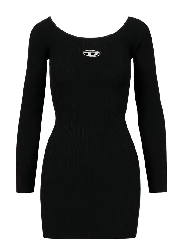 DIESEL® Slim Fit Ribbed Knit Dress - Black
