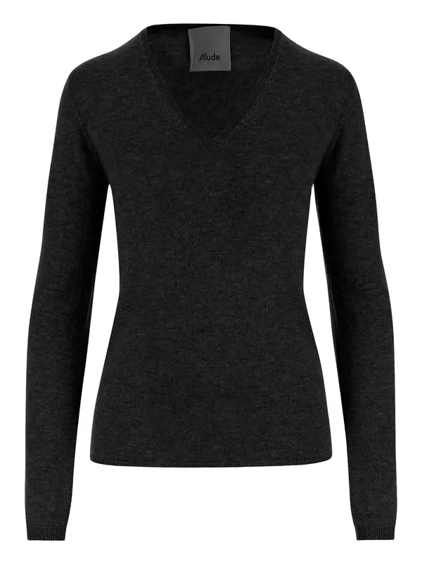 ALLUDE Cashmere V-neck Sweater - Black