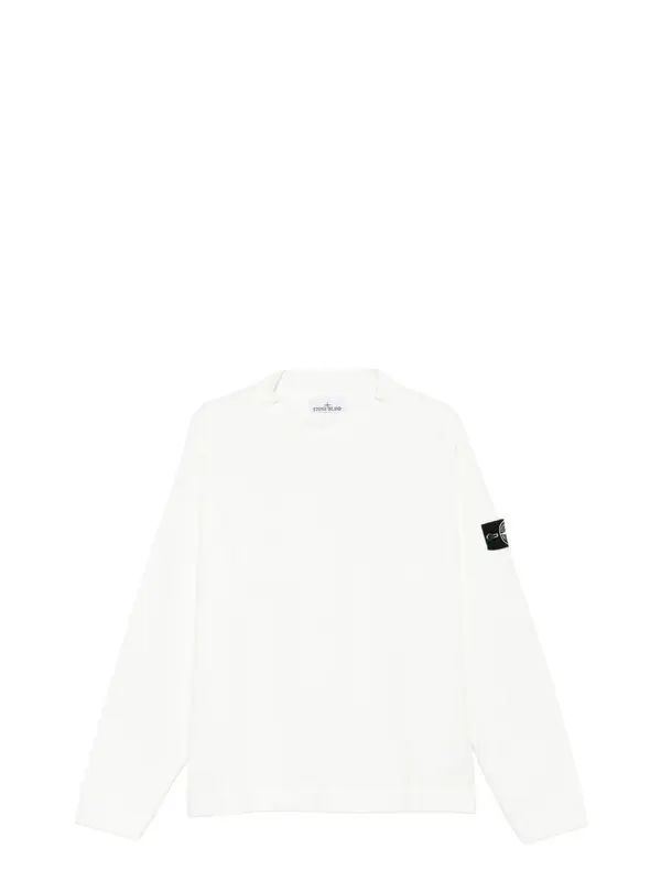 Stone Island Cotton Crewneck Sweatshirt With Logo - White